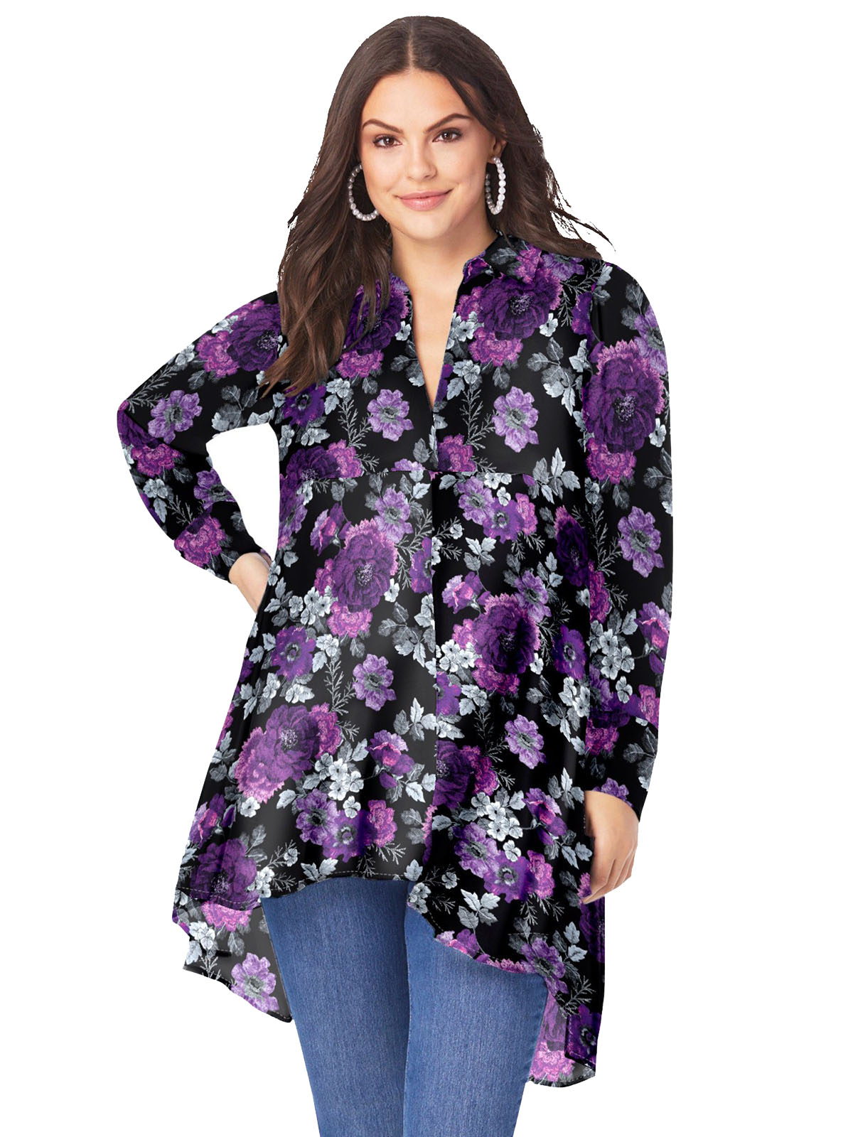 Roaman's - - Roamans PURPLE Intricate Floral Fit-And-Flare Crinkle ... Roaman's - - Roamans PURPLE Intricate Floral Fit-And-Flare Crinkle ...