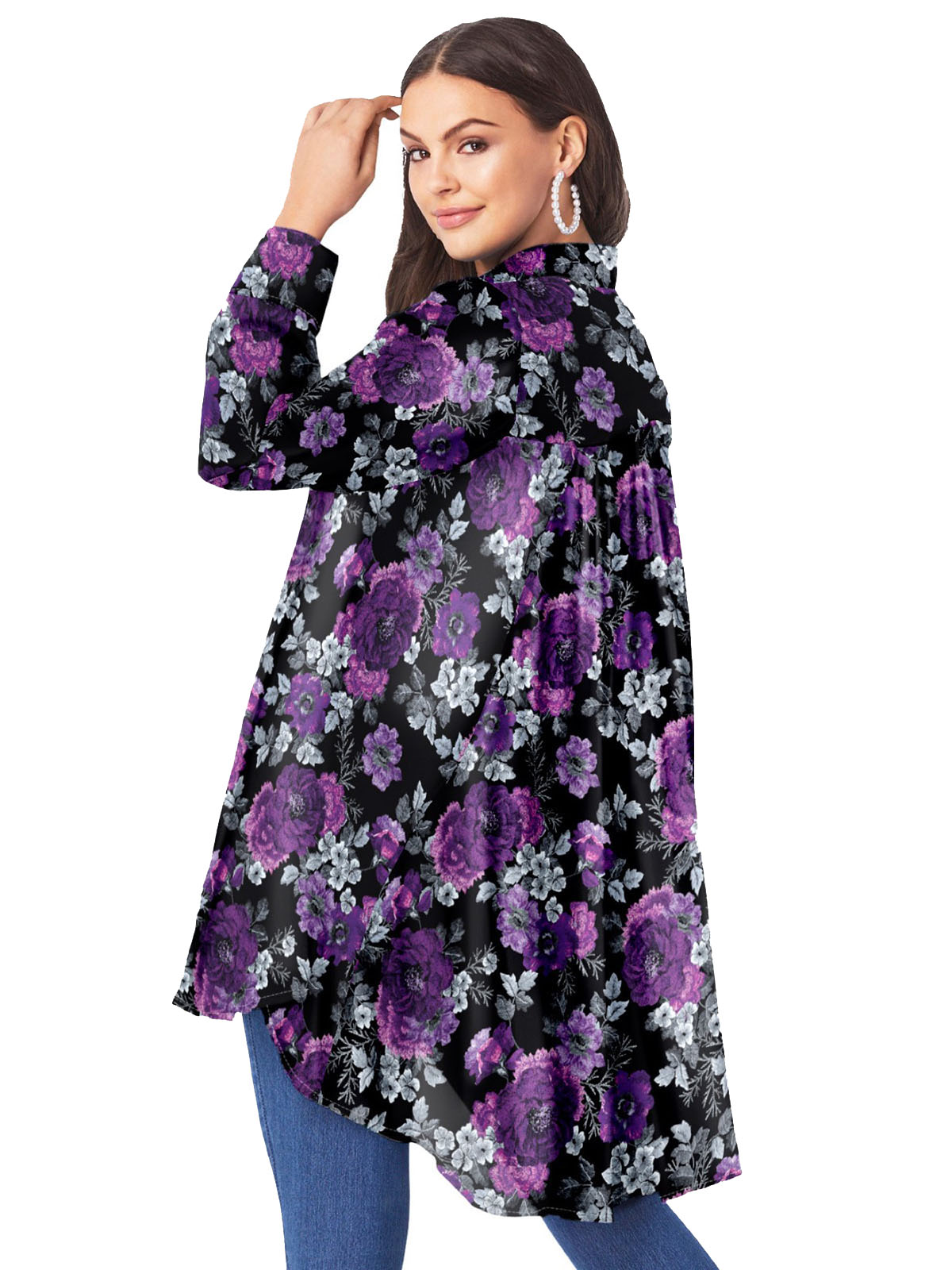 Roaman's - - Roamans PURPLE Intricate Floral Fit-And-Flare Crinkle ... Roaman's - - Roamans PURPLE Intricate Floral Fit-And-Flare Crinkle ...