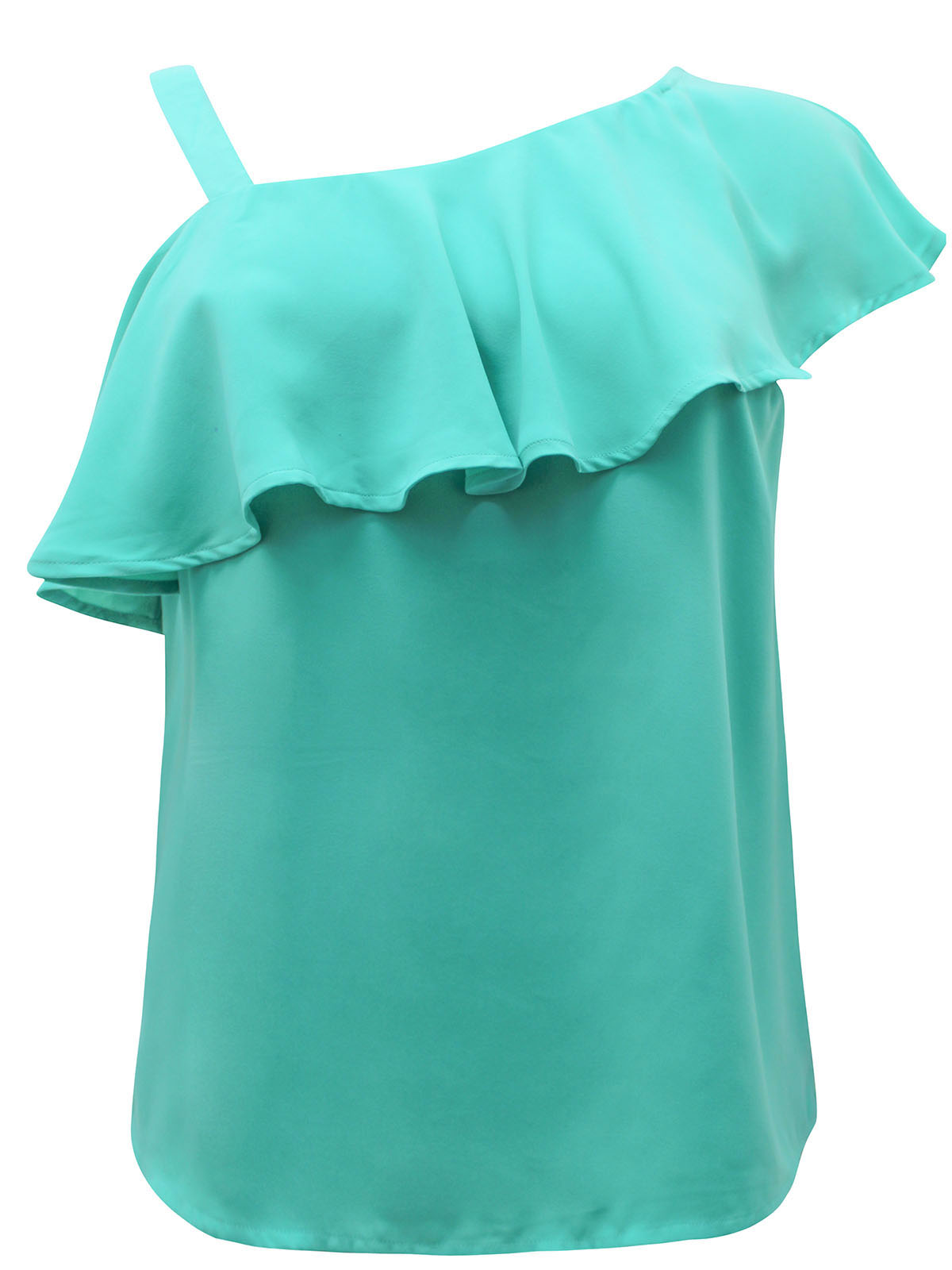 Jessica London - - Jessica London AQUA Ruffle One Shoulder Top - Plus ...