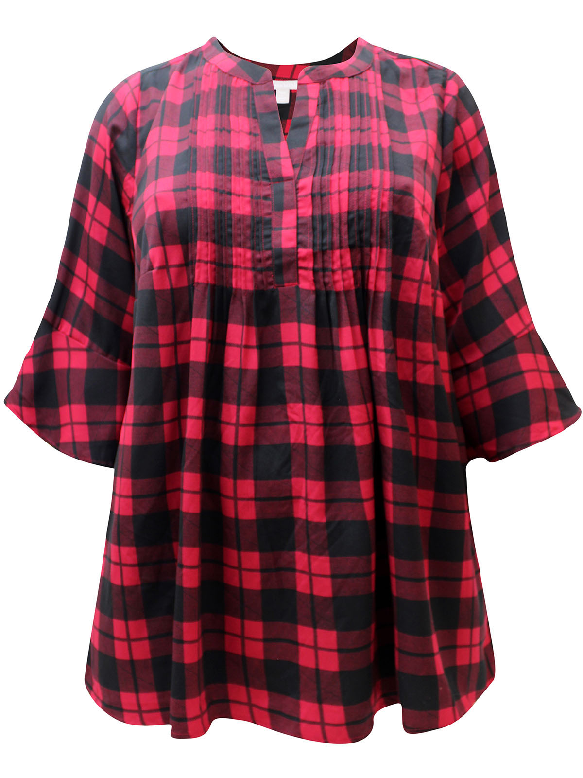 Woman Within - - RED/BLACK Bell Sleeve Notch Neck Tunic - Plus Size 20/ ...