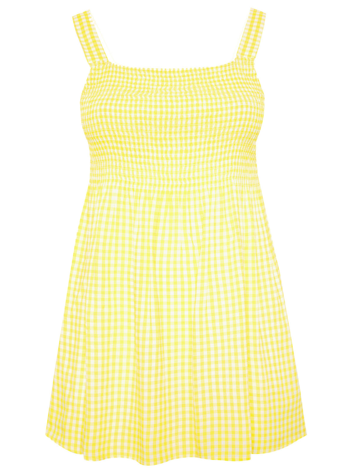 CURVE - - YELLOW Gingham Shirred Vest Top - Plus Size 16 to 24