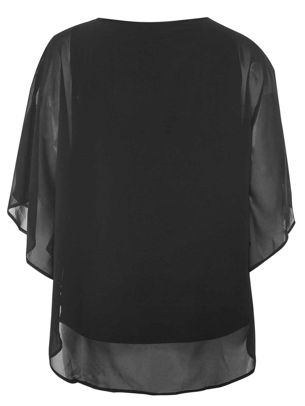 CURVE - - BLACK Diamante Embellished Cape Top - Plus Size 22 to 26/28