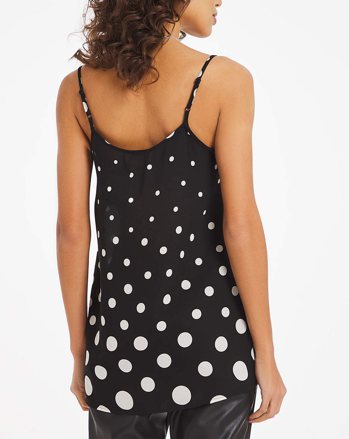 Capsule - - BLACK Spot Print Lace Insert Cami - Plus Size 14 to 22