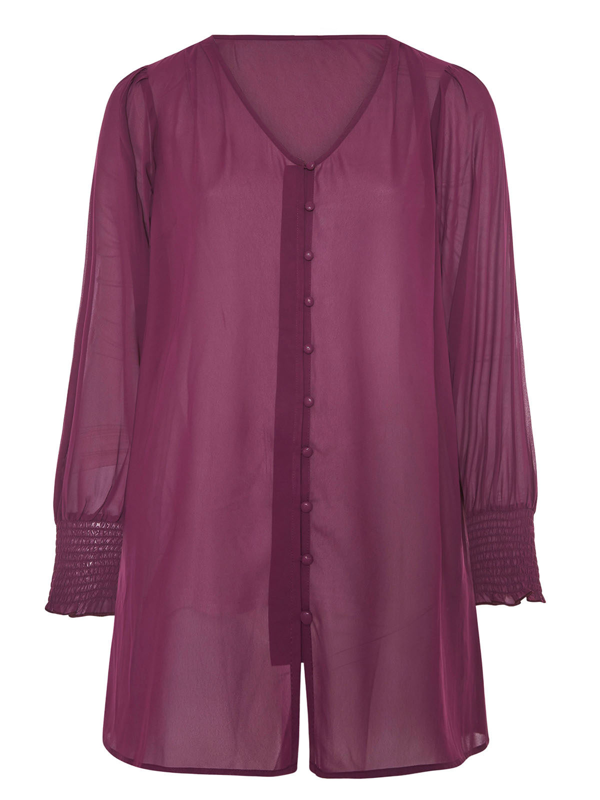 CURVE - - PLUM-PURPLE Balloon Sleeve Blouse - Plus Size 16 to 30/32
