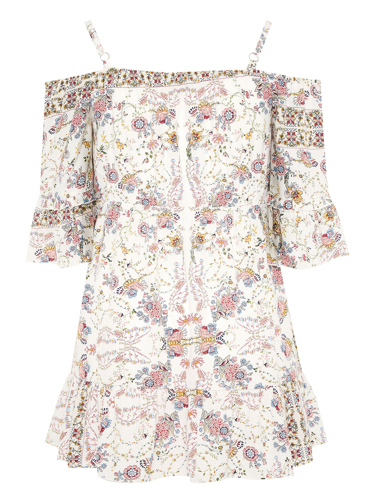 Curve Plus White Floral Print Cold Shoulder Top Plus Size 16 To 2628