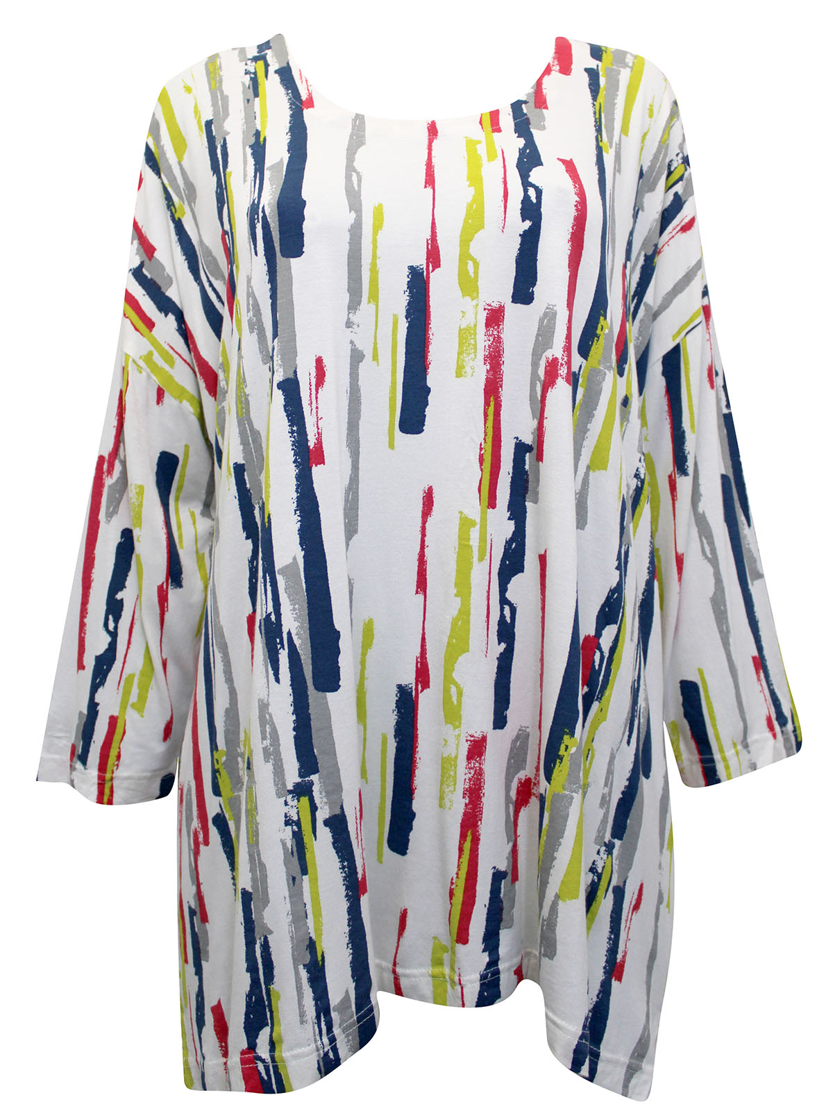 Capri - - MULTI Abstract Print Drop Back Hem Tunic - Size 12/14 (M/L)