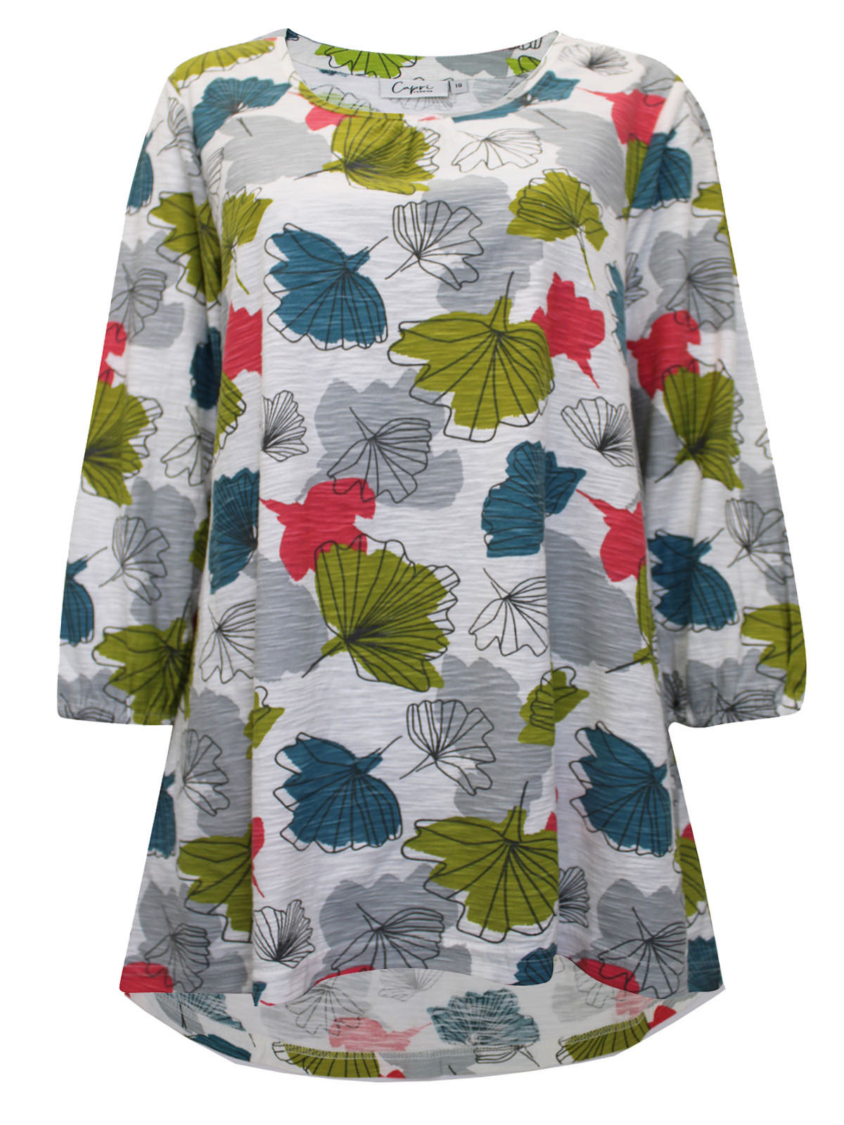 Capri - - MULTI Floral Print Drop Back Hem Tunic - Size 12 to 14