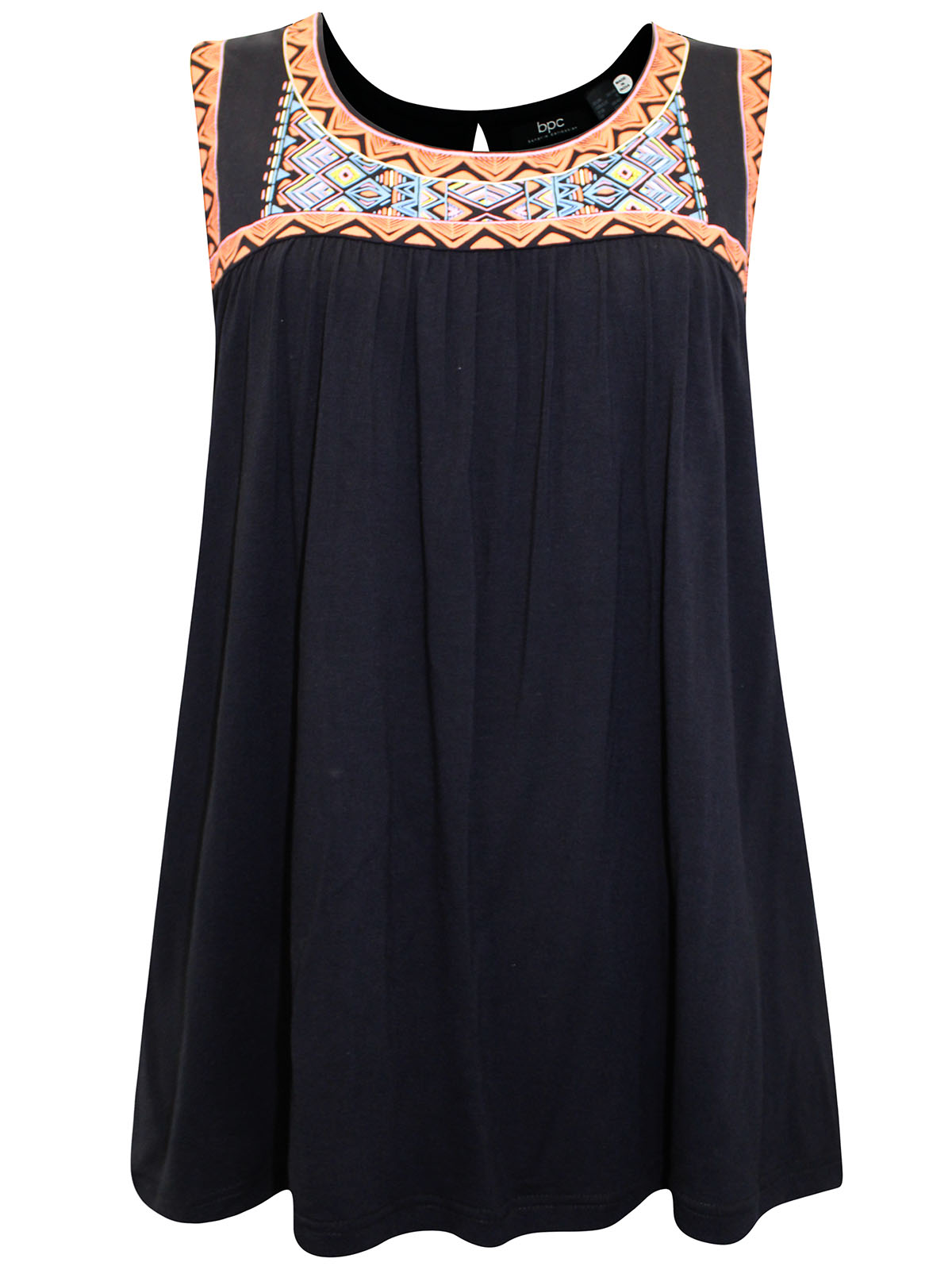 BPC - - BLACK Pure Cotton Sleeveless Aztec Print Smock Top - Size 10/12 ...