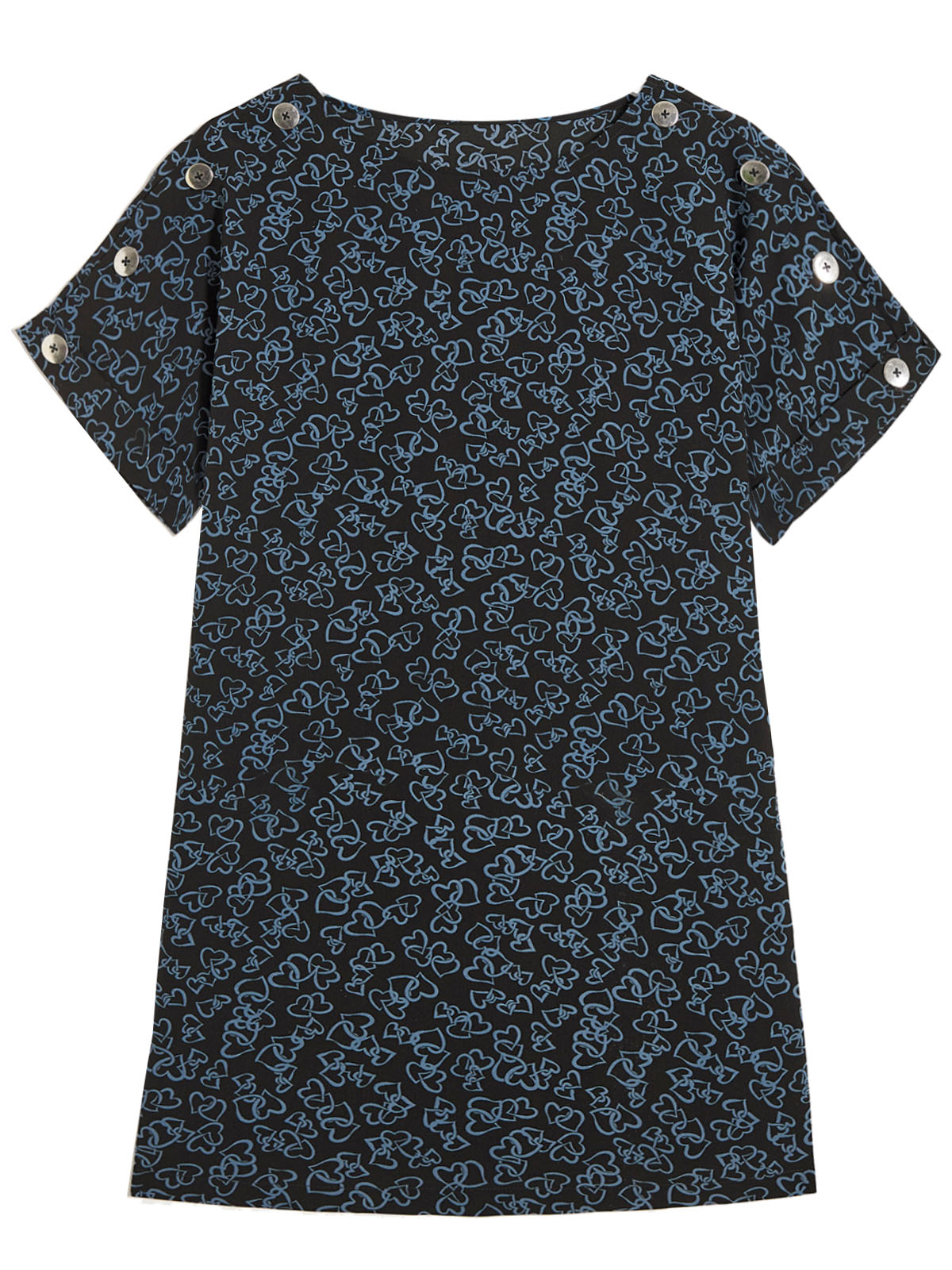 Capsule - - NAVY Heart Print Button Detail Boxy Top - Plus Size 16 to 22