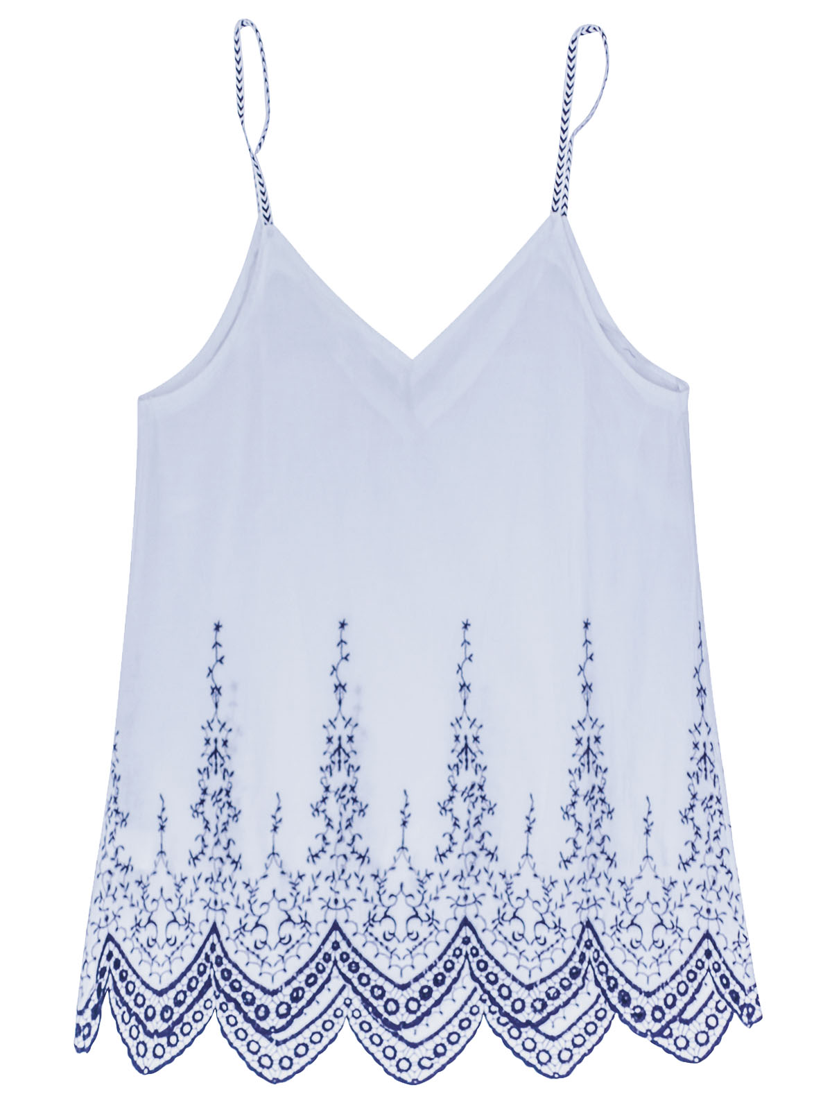 Falmer Heritage - - WHITE Pure Cotton Contrast Embroidered Cami Top ...
