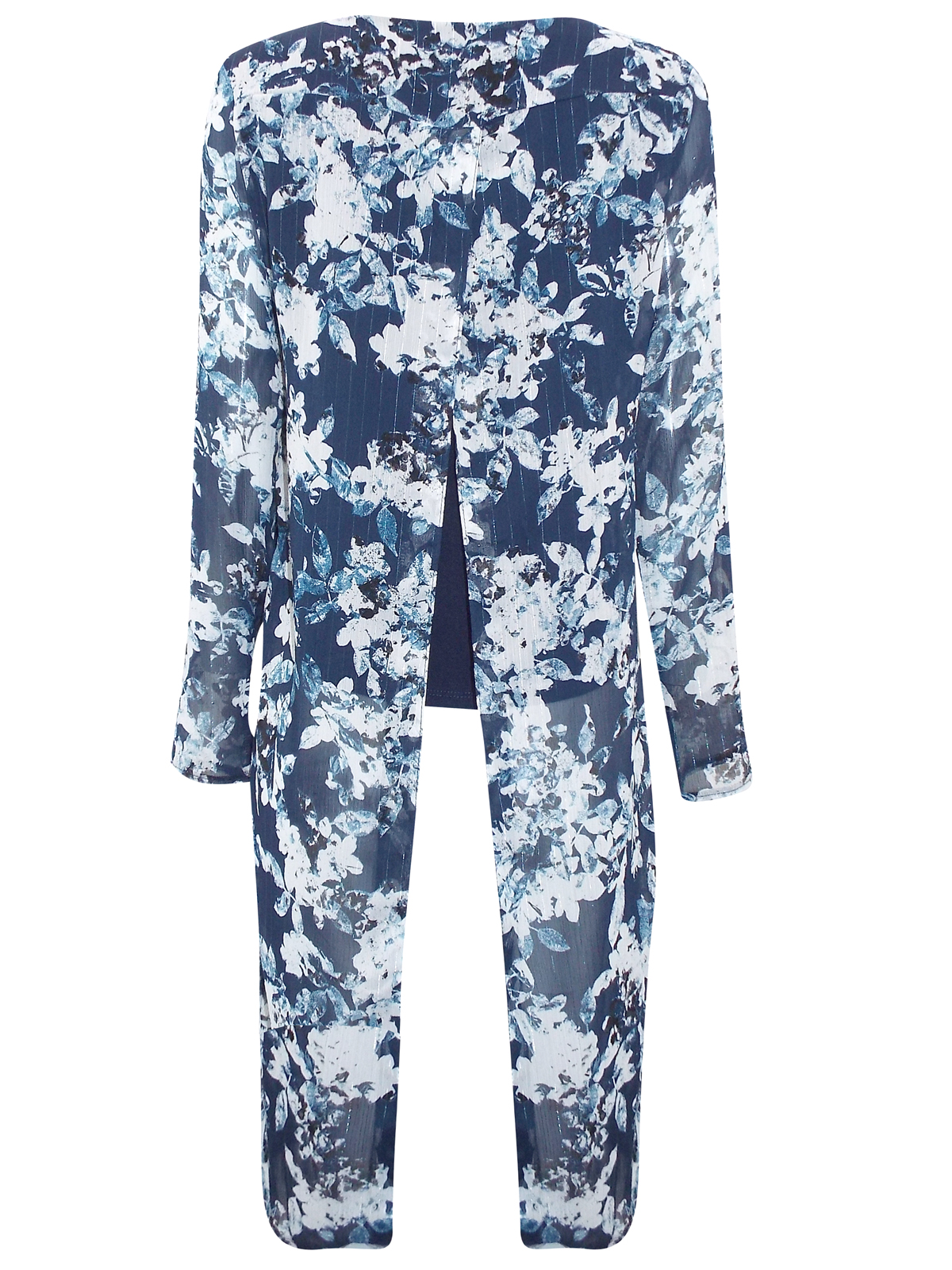Zuri - - Zuri NAVY Floral Printed Split Side Tunic - Plus Size 14 to 18