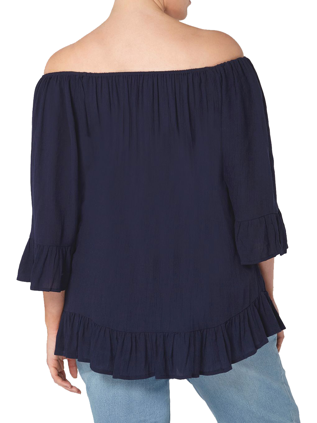 NAVY Frill Sleeve Gypsy Top - Plus Size 20 to 30