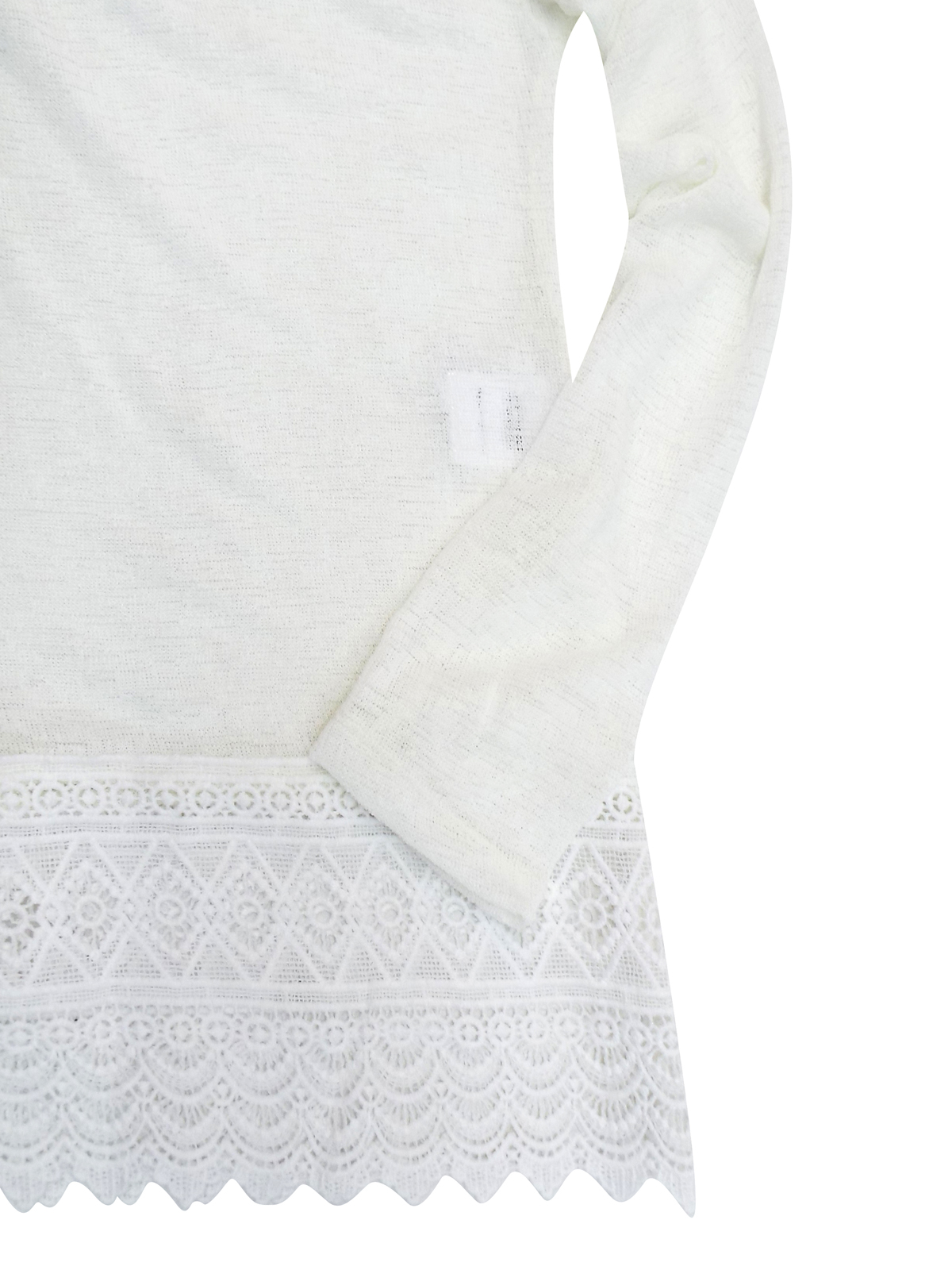 First Avenue White Crochet Lace Long Sleeve Top Size 10 To 20