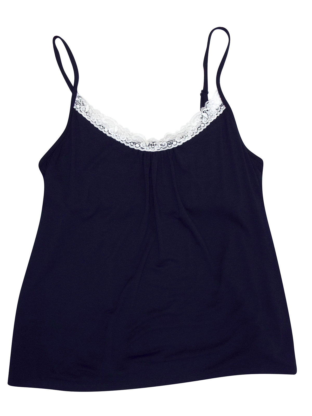 First Avenue NAVY Lace Trim Secret Support Jersey Camisole Top - Size ...