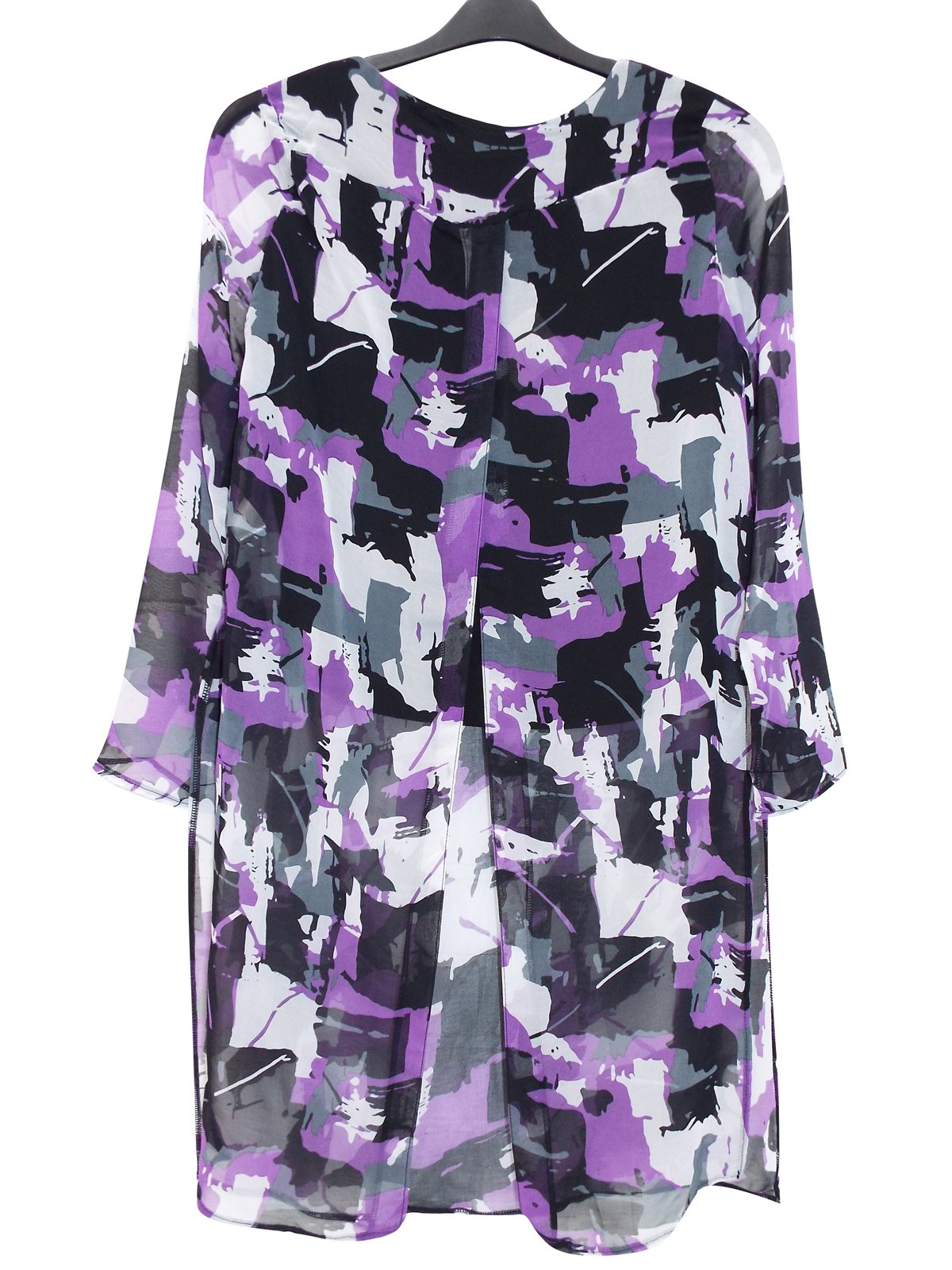 Zuri - - Zuri PURPLE Printed Split Side Tunic - Size 10 to 20