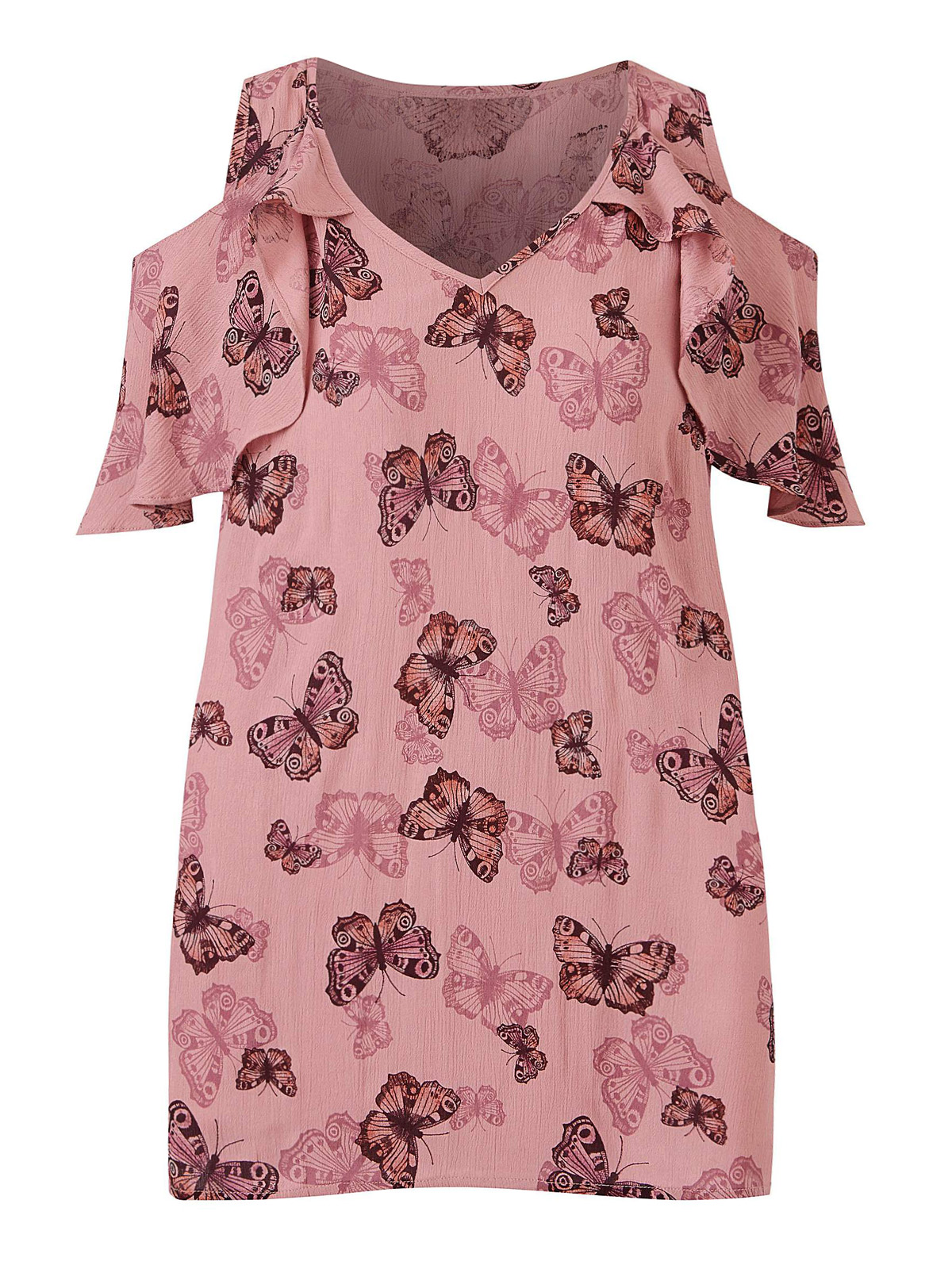 Together PINK Butterfly Print Cold Shoulder Top - Size 10 to 28