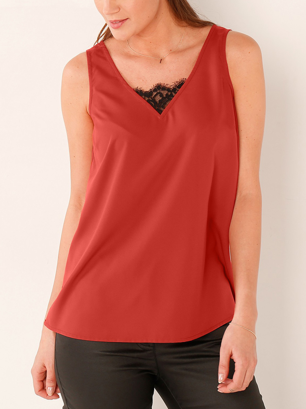 Blancheporte Ladies Clothing - - Blancheporte RED Eyelash Lace Cami Top ...
