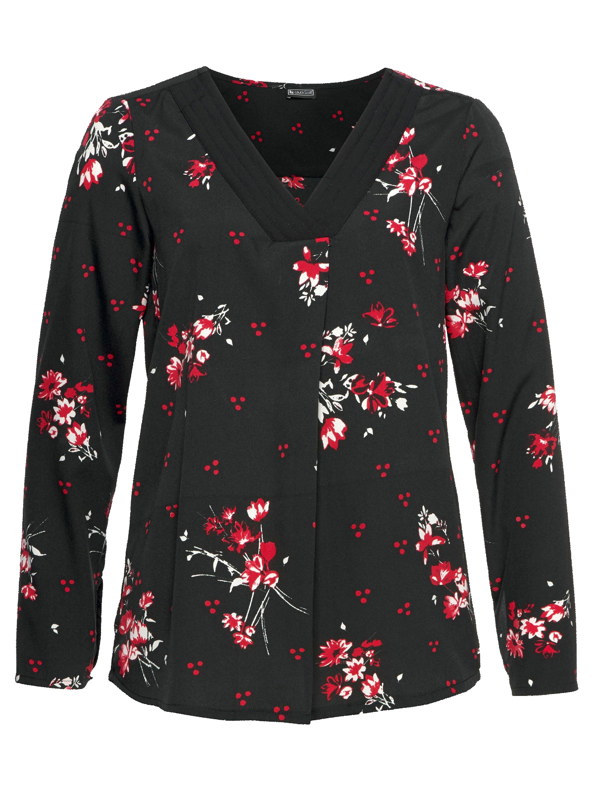 Laura Scott - - Laura Scott BLACK Floral Print Long Sleeve Top - Size 8 ...