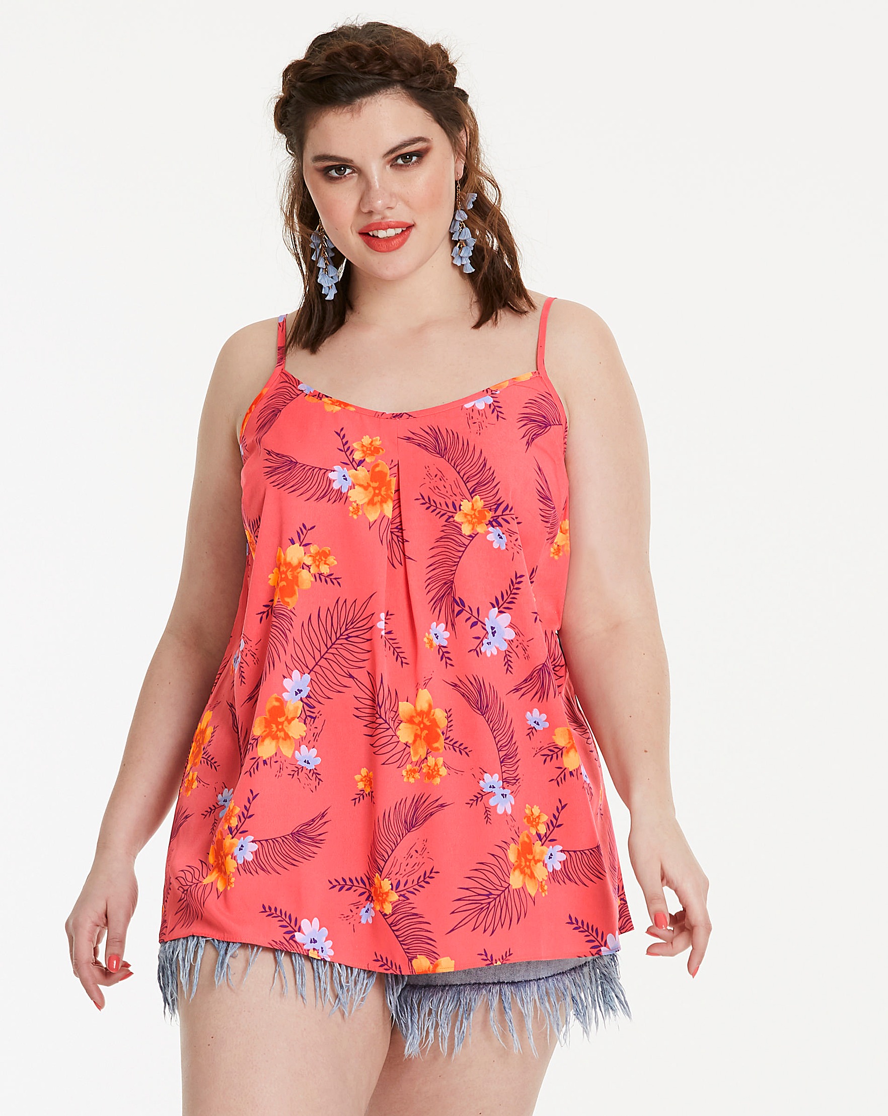 Capsule - - Capsule PINK Floral Print Strappy Cami Top - Plus Size 18 to 24