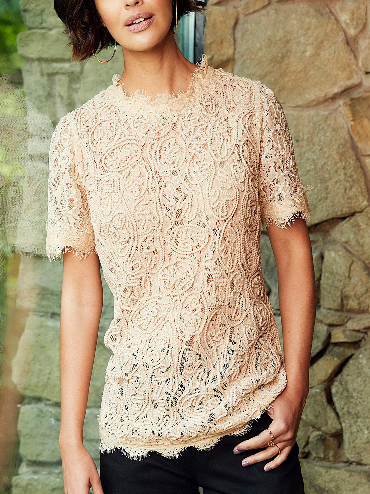 Capsule - - Capsule BLUSH Cornelli Lace Shell Top - Plus Size 26