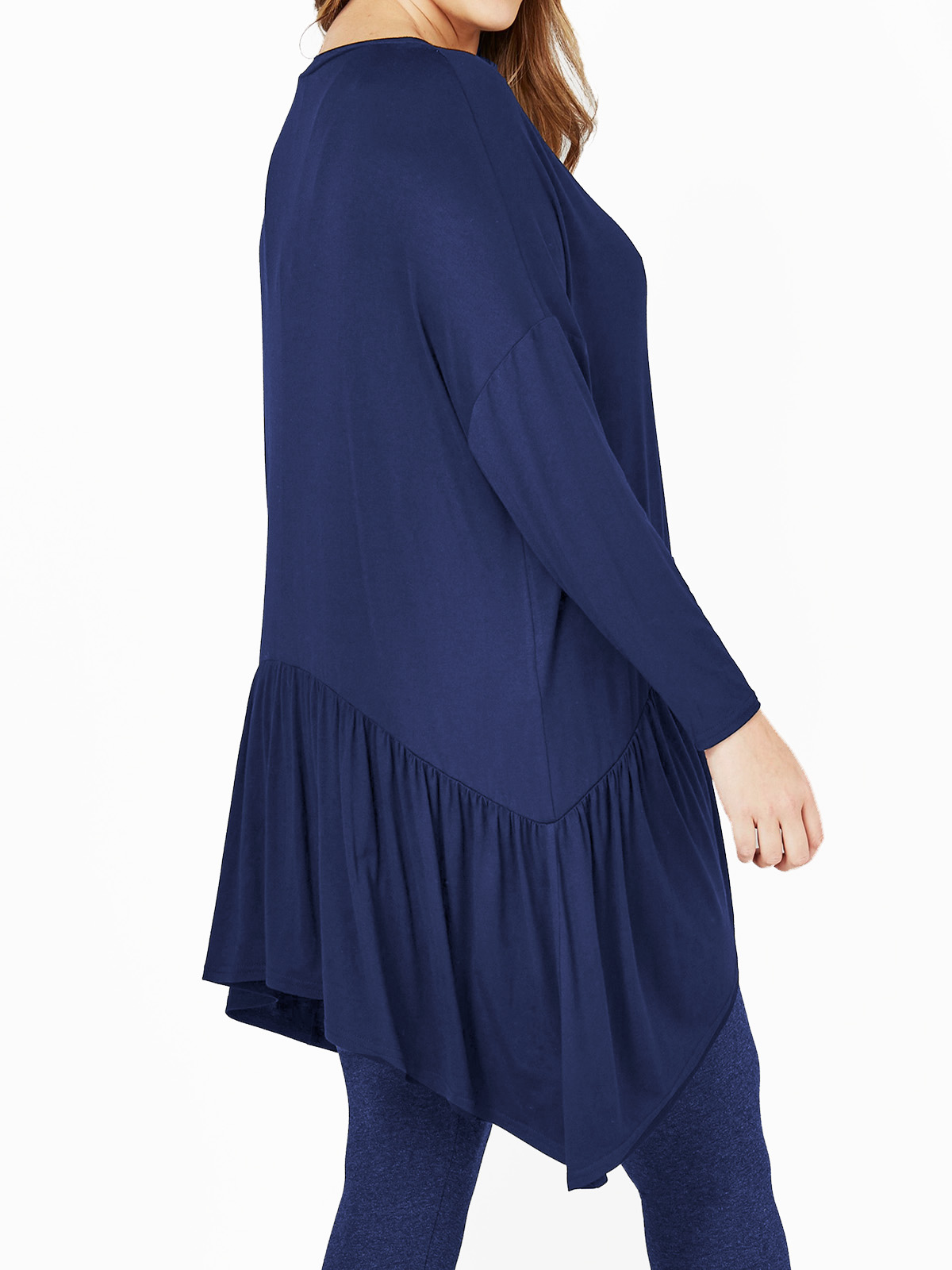 NAVY Shirred Drop Sides Button Tunic - Plus Size 16 to 30/32