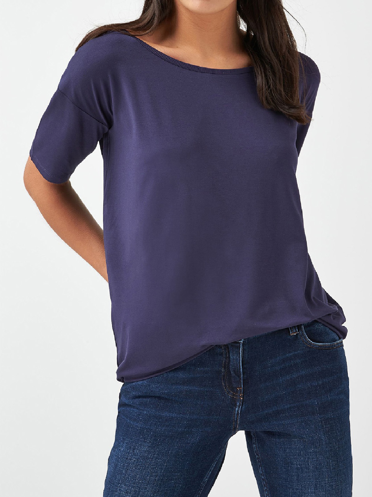 Curve NAVY Oversized Half Sleeve Top - Plus Size 20 to 26