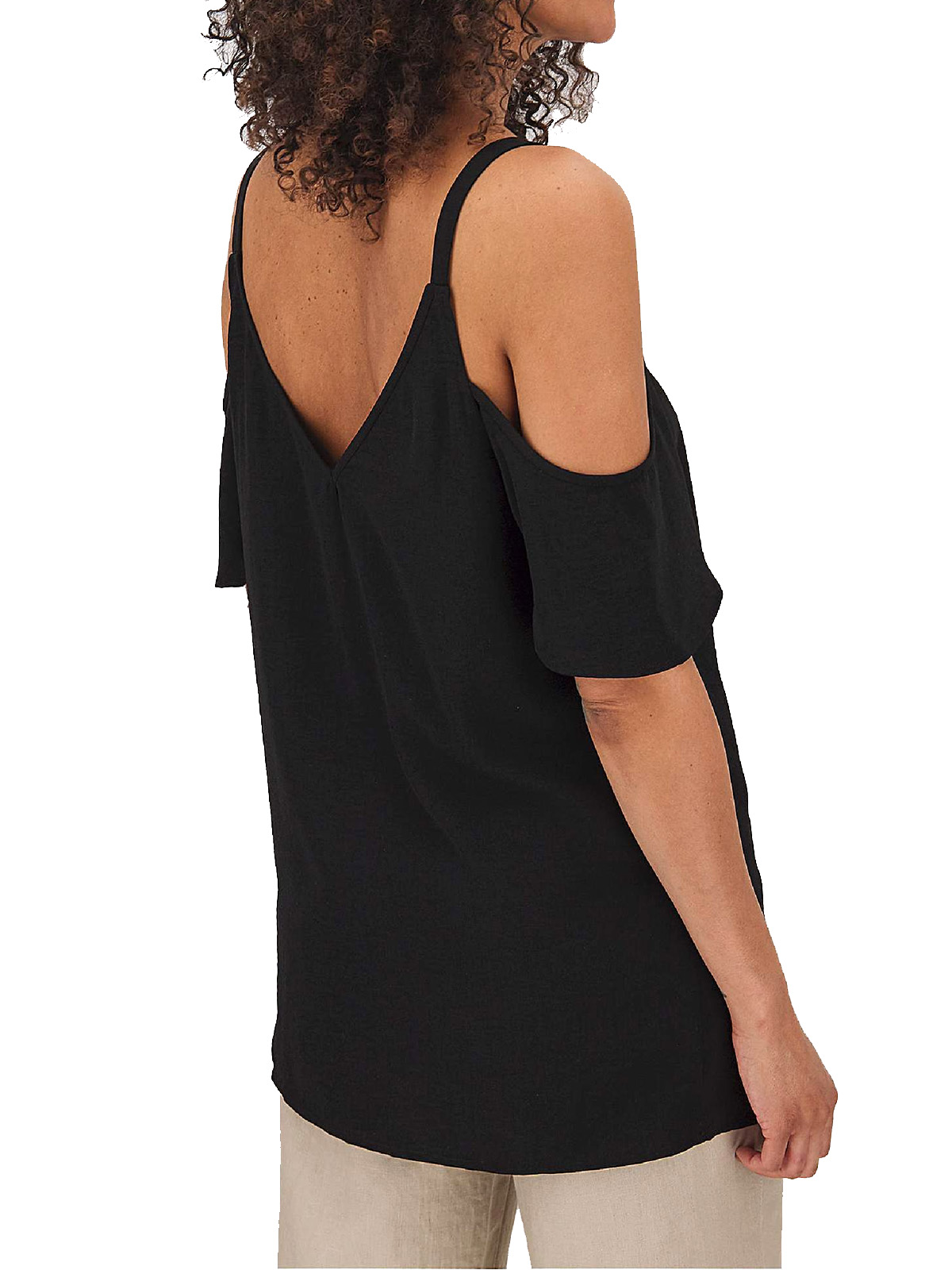 Capsule - - Capsule BLACK Ring Detail Cold Shoulder Top - Plus Size 18 ...