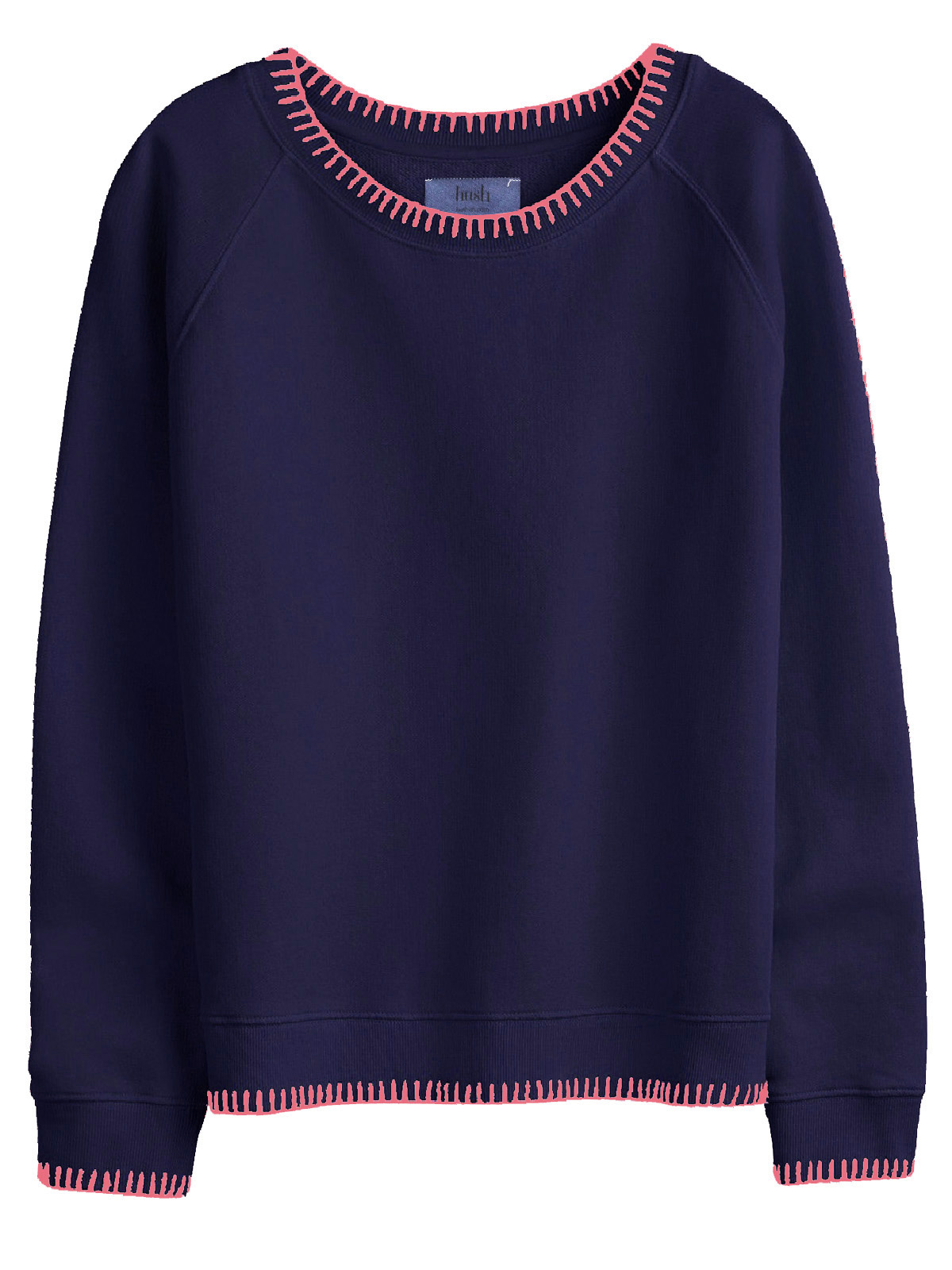 HUSH - Designer Women Clothing - - HUSH BLUE Contrast Cotton Sweatshirt ...