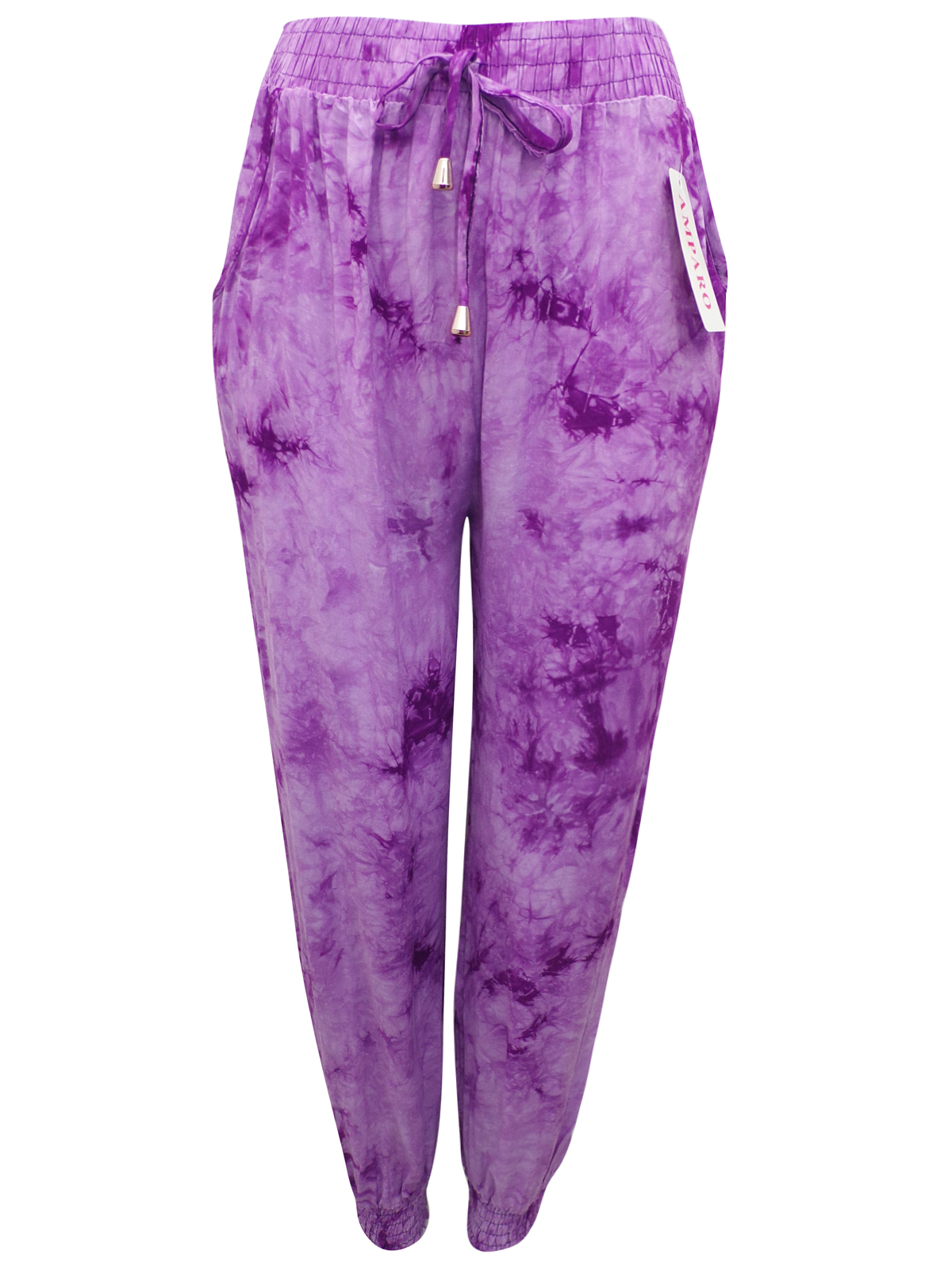 Amparo - - Amparo PURPLE Tie Dye Pull On Harem Trousers - FreeSize Fits ...