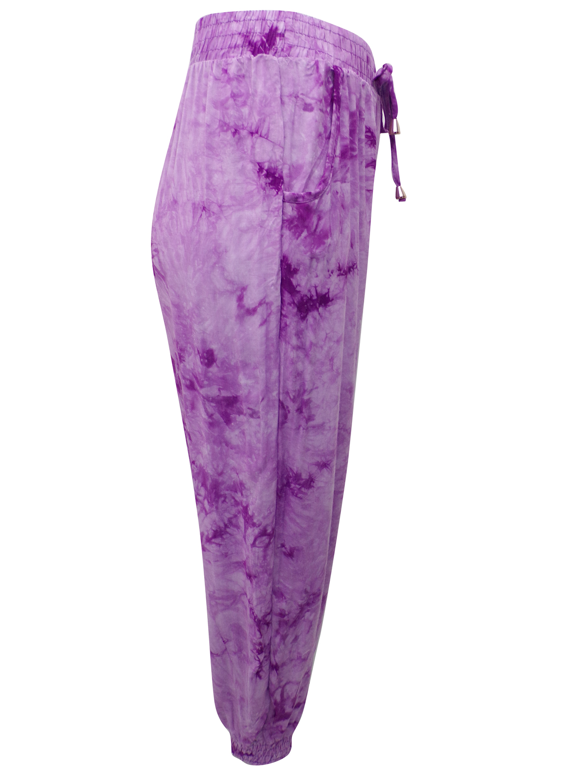 Amparo - - Amparo PURPLE Tie Dye Pull On Harem Trousers - FreeSize Fits ...
