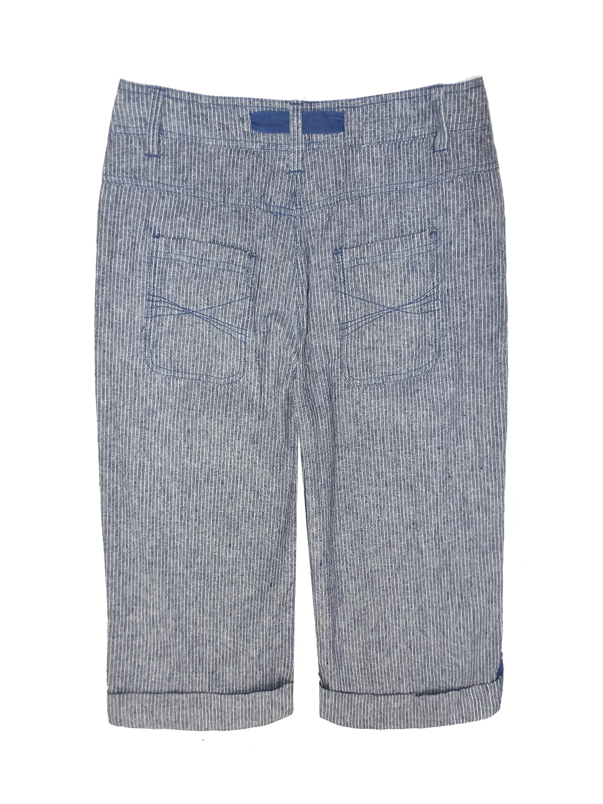 BHS - - BH5 NAVY Linen Blend Striped Shorts - Size 14 to 16