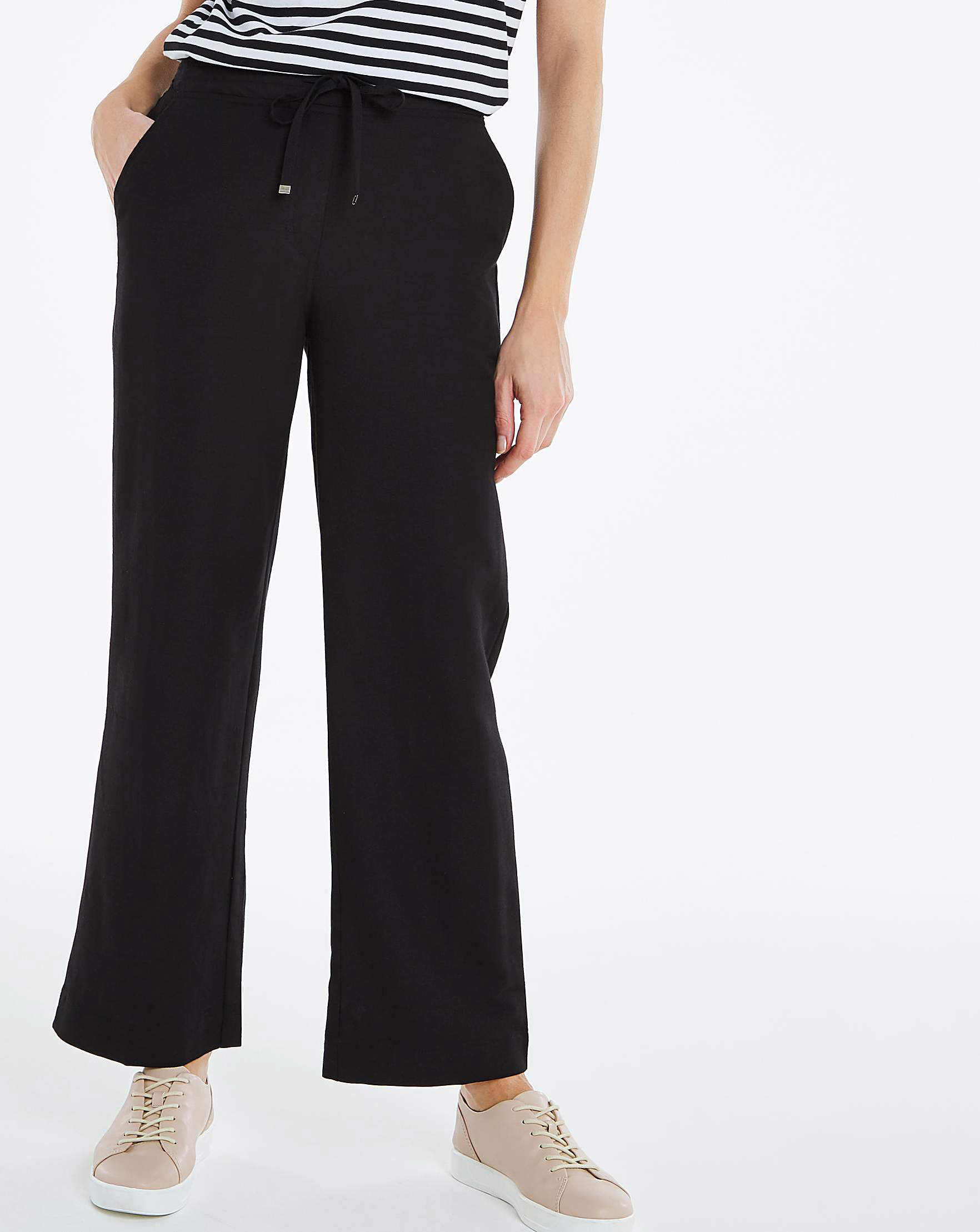 Capsule - - Capsule BLACK Linen Blend Trousers - Plus Size 16 to 32
