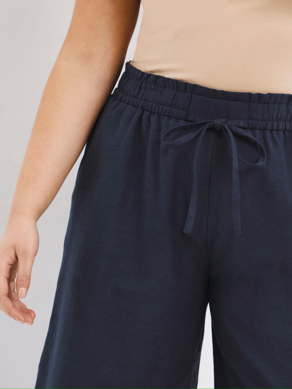 Capsule - - Capsule NAVY Linen Mix Wide Leg Culottes - Plus Size 18 to 32